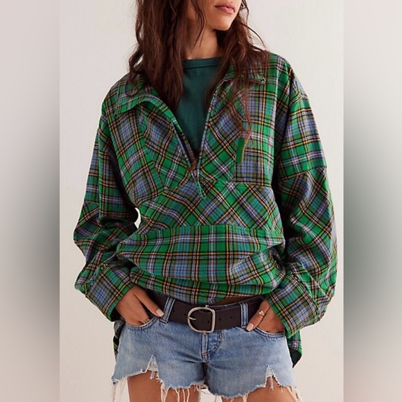 Free People | Tops | Free People We The Free Wind River Plaid Pullover ...